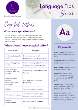 Downloadable Language Tips Series: Capital letters – LJ Pond | Non ...